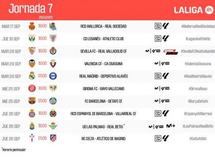 Horarios de la jornada 7 de LALIGA EA SPORTS 2024/25 | LALIGA